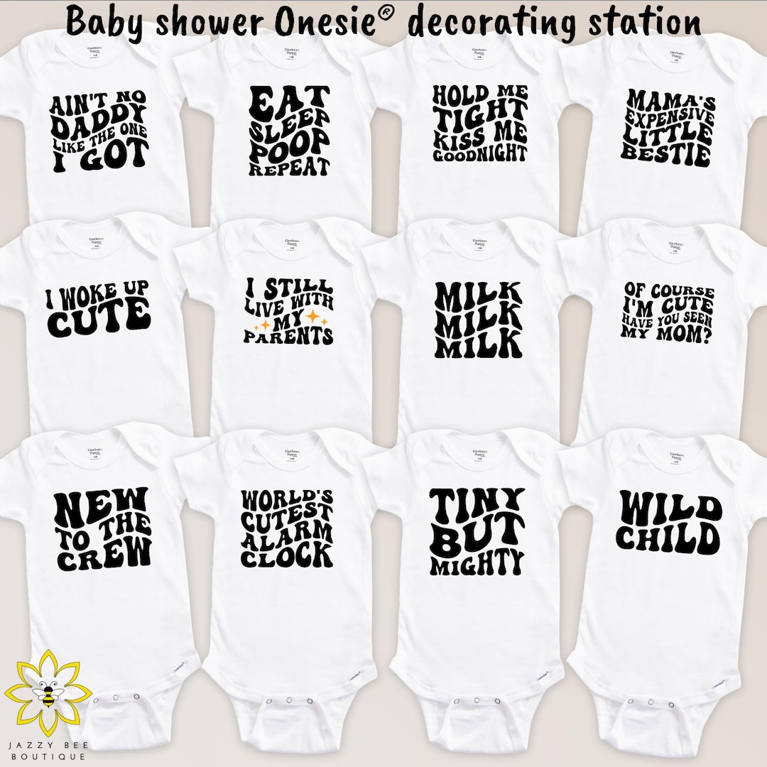 Baby Shower Onesie® Decorating Kit, Custom Iron-on Transfers, Funny DIY ...