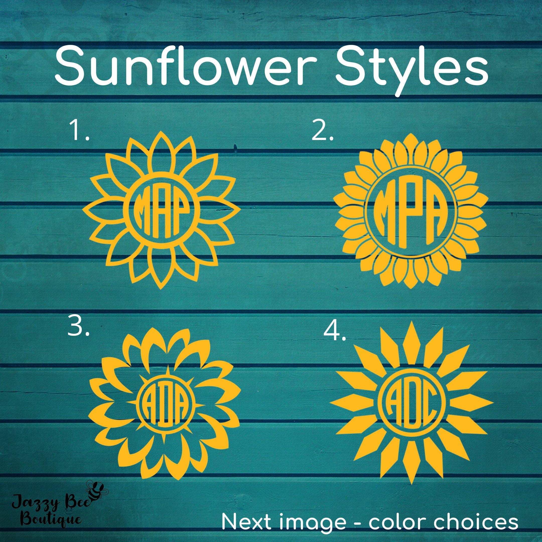 Holographic Sunflower Monogram Decal - Vinyl Monogram Decal, Monogram ...