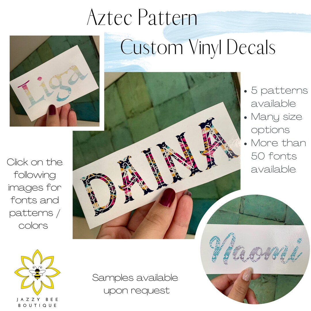 Aztec Pattern Name Vinyl Decal - Vinyl Decal, Personalized Vinyl Decal ...