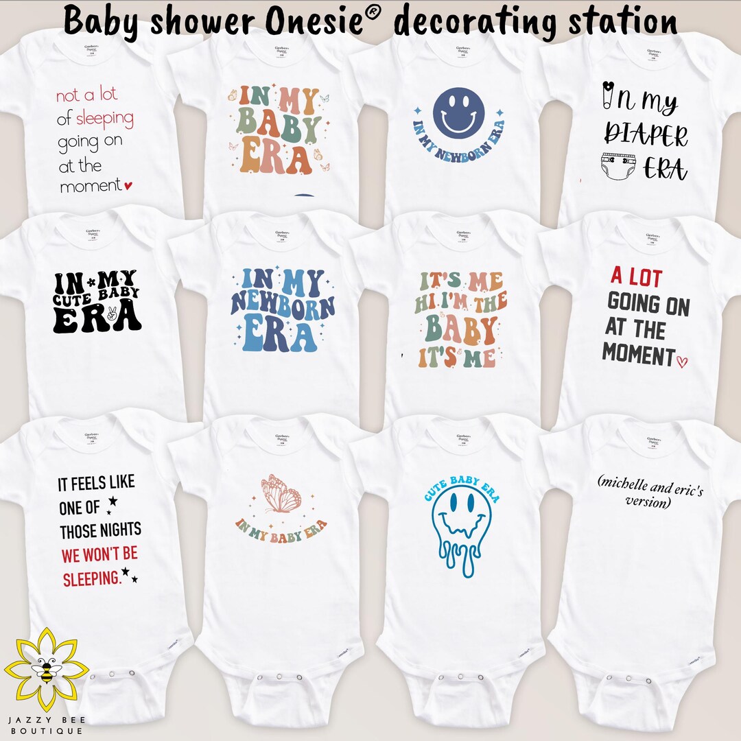 Baby Shower Onesie® Decorating Kit, Custom Iron-on Transfers, Funny DIY ...