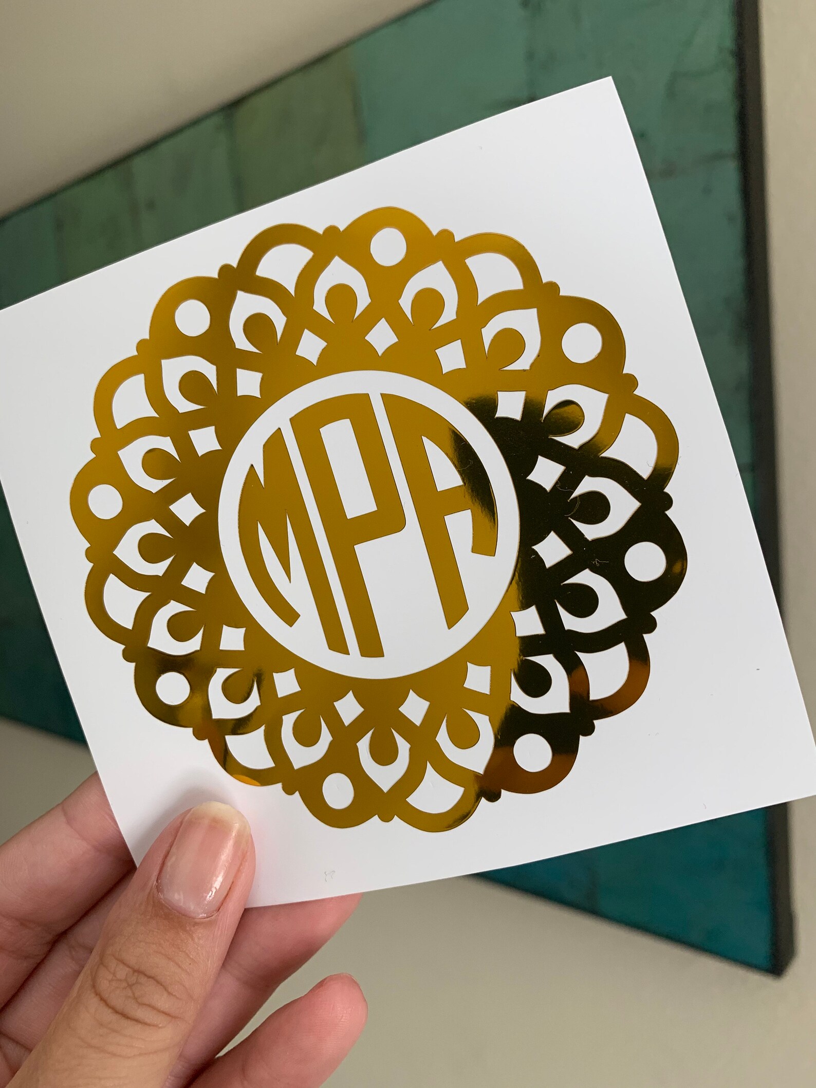 Shiny Mirrored Mandala Monogram Decal Vinyl Monogram Decal - Etsy