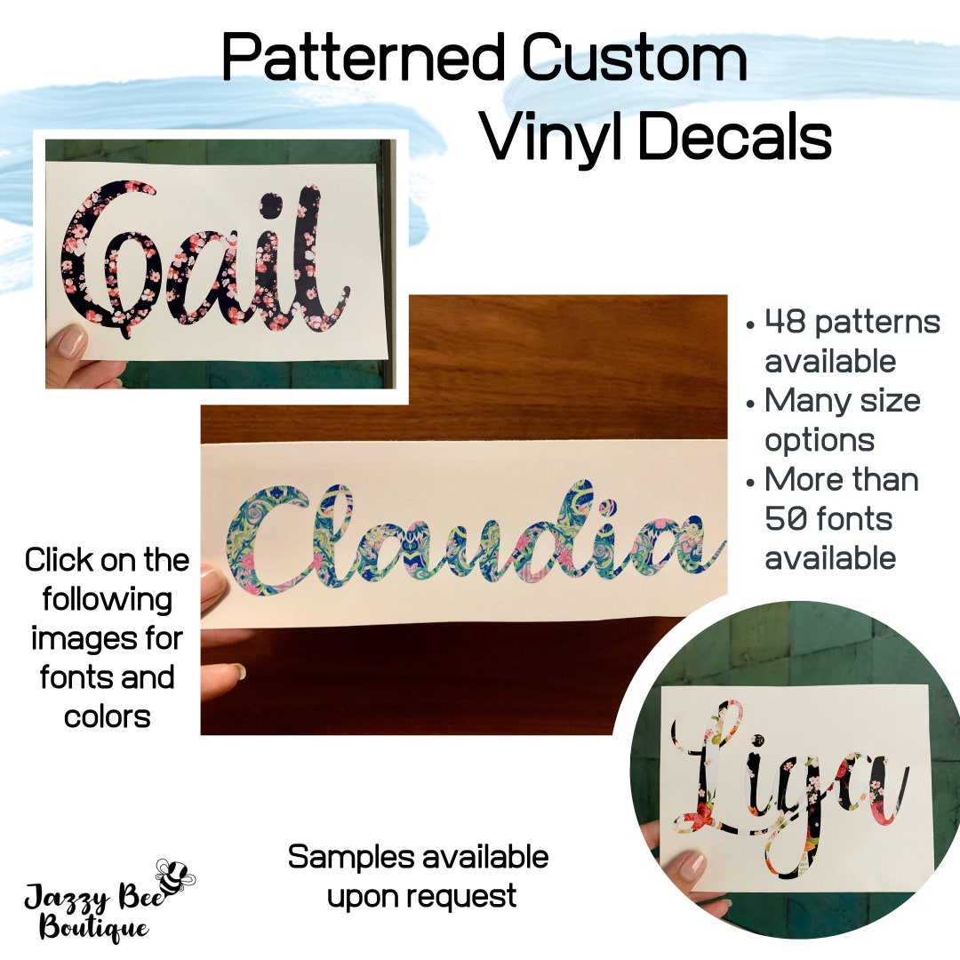 Patterned Name Vinyl Decal - Vinyl Decal, Personalized Vinyl Decal ...