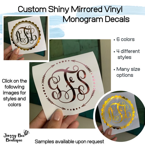 Shiny Mirrored Monogram Decal Vinyl Monogram Decal Monogram - Etsy