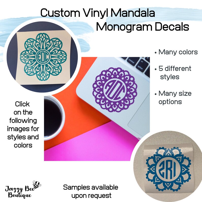 Mandala Monogram Decal Vinyl Monogram Decal Monogram - Etsy