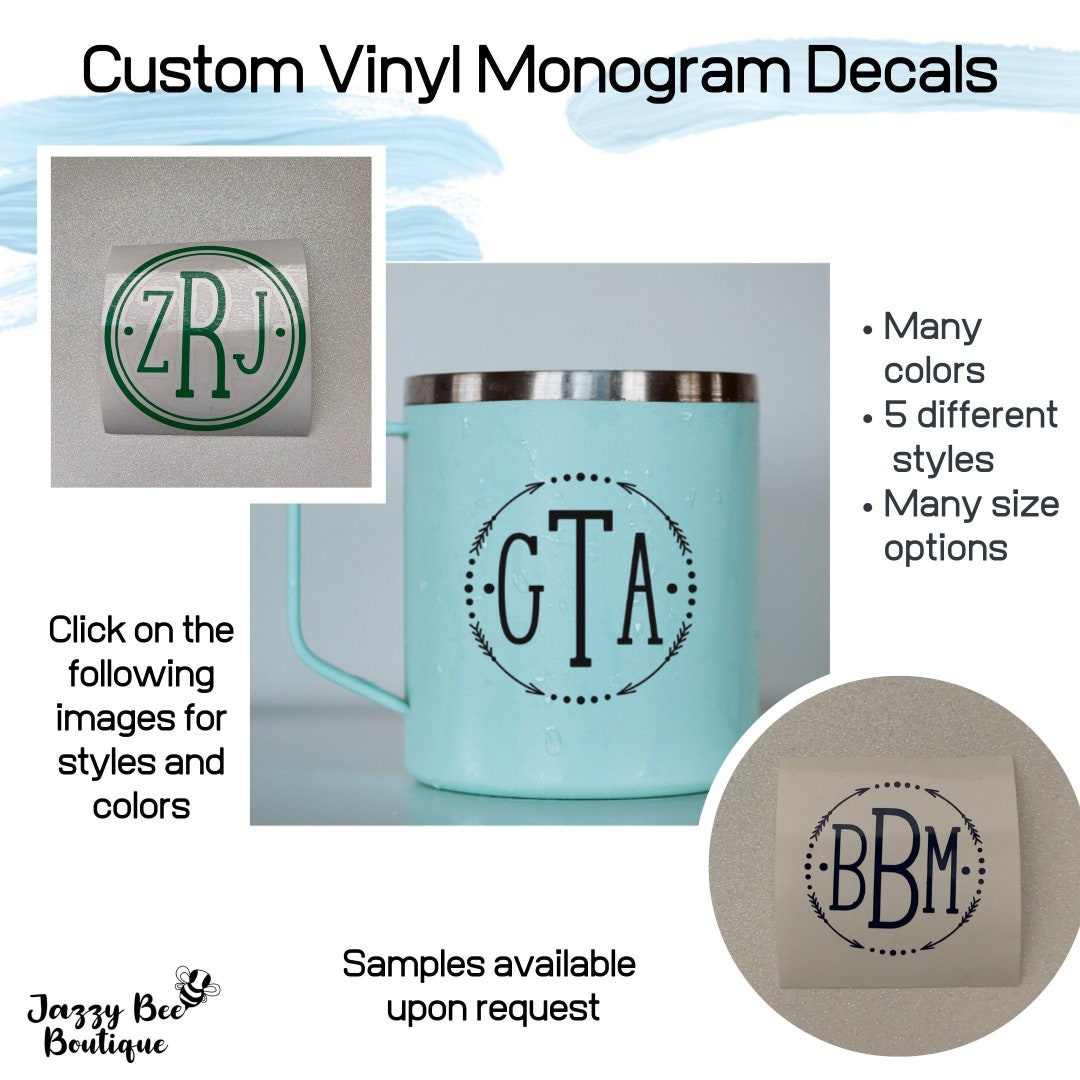 Monogram Decal - Vinyl Monogram Decal, Monogram Sticker, Monogram ...