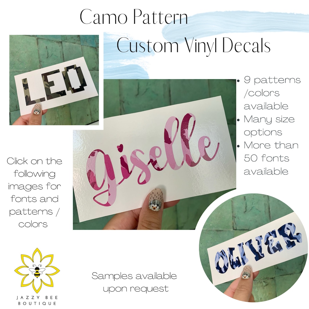 Camouflage Pattern Name Vinyl Decal - Vinyl Decal, Personalized Vinyl ...