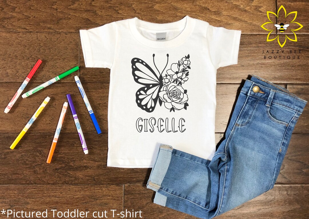 Custom Floral Butterfly Coloring Shirt for Kids, Color Your Own Shirt ...