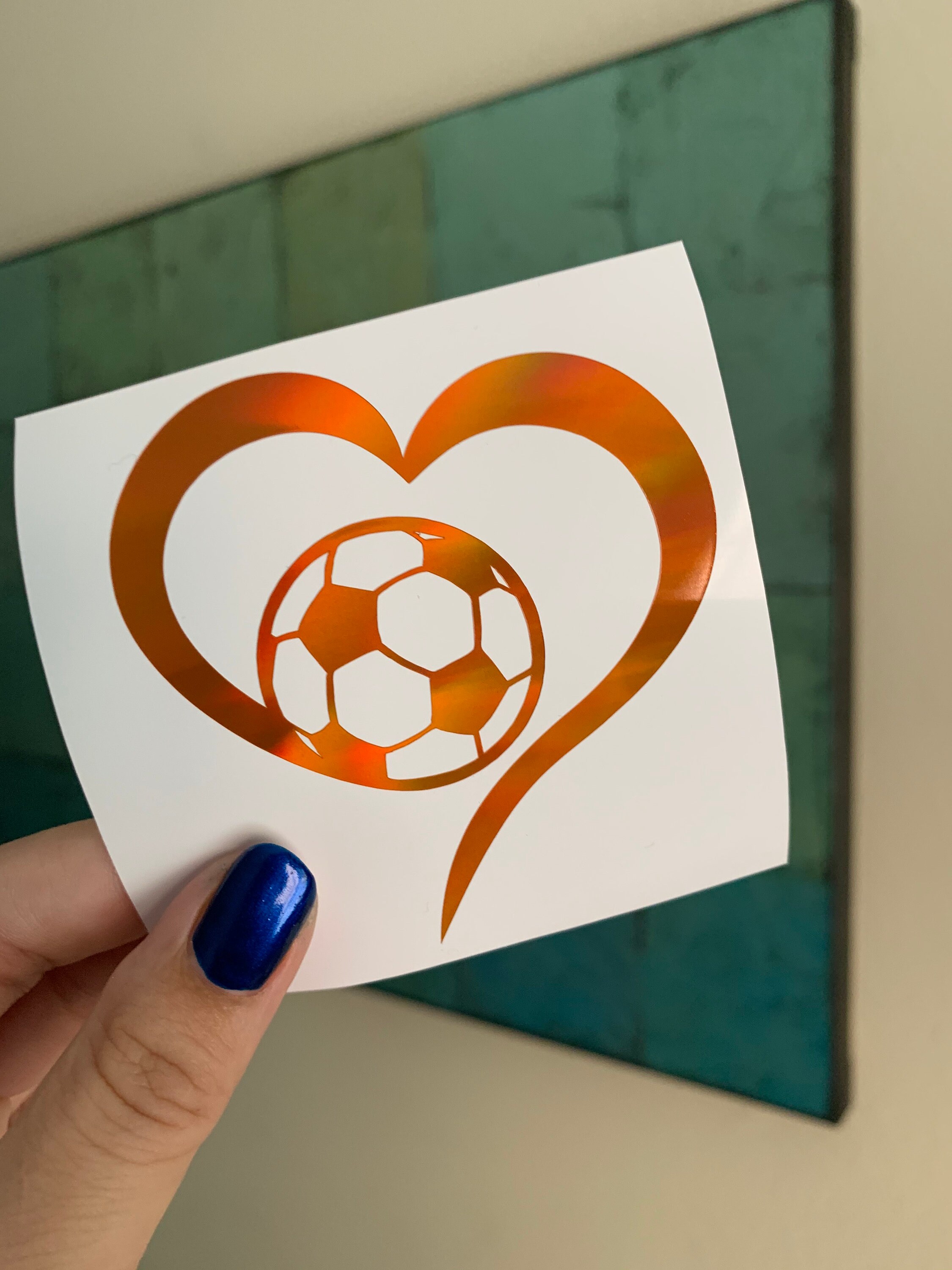 Holographic Soccer Heart Vinyl Decal Soccer decal Sport | Etsy