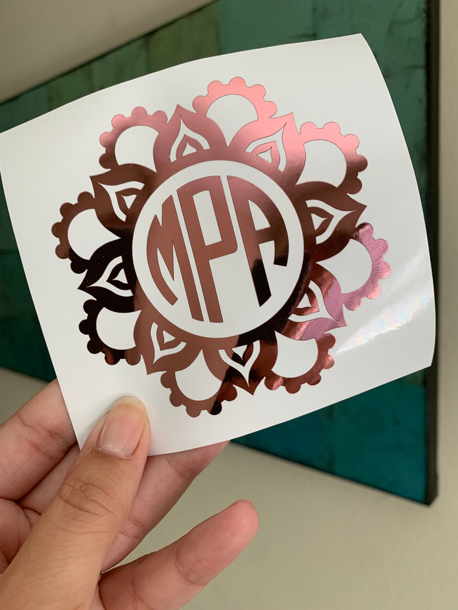 Shiny Mirrored Mandala Monogram Decal Vinyl Monogram Decal - Etsy