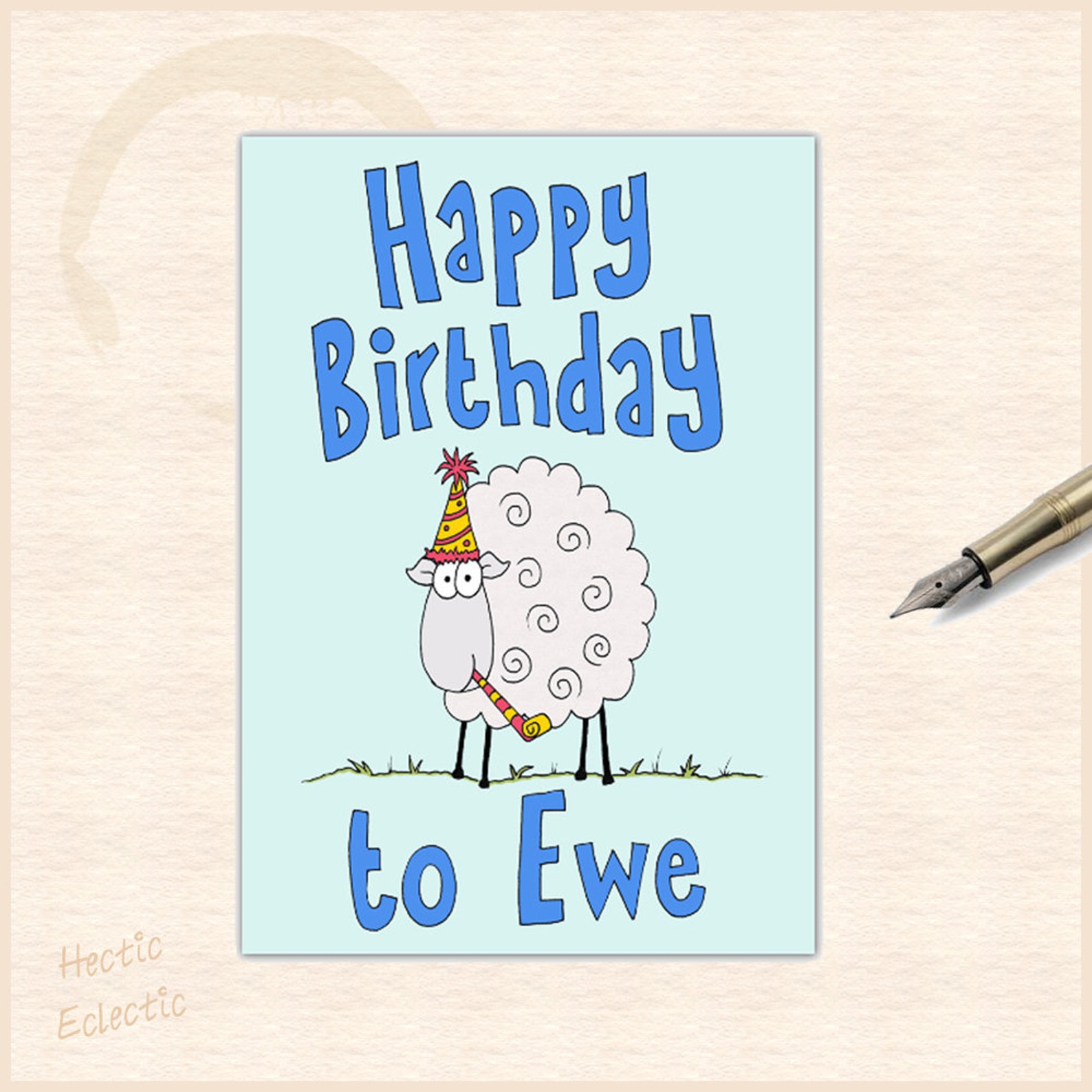 Happy Birthday to Ewe card funny sheep pun | Etsy