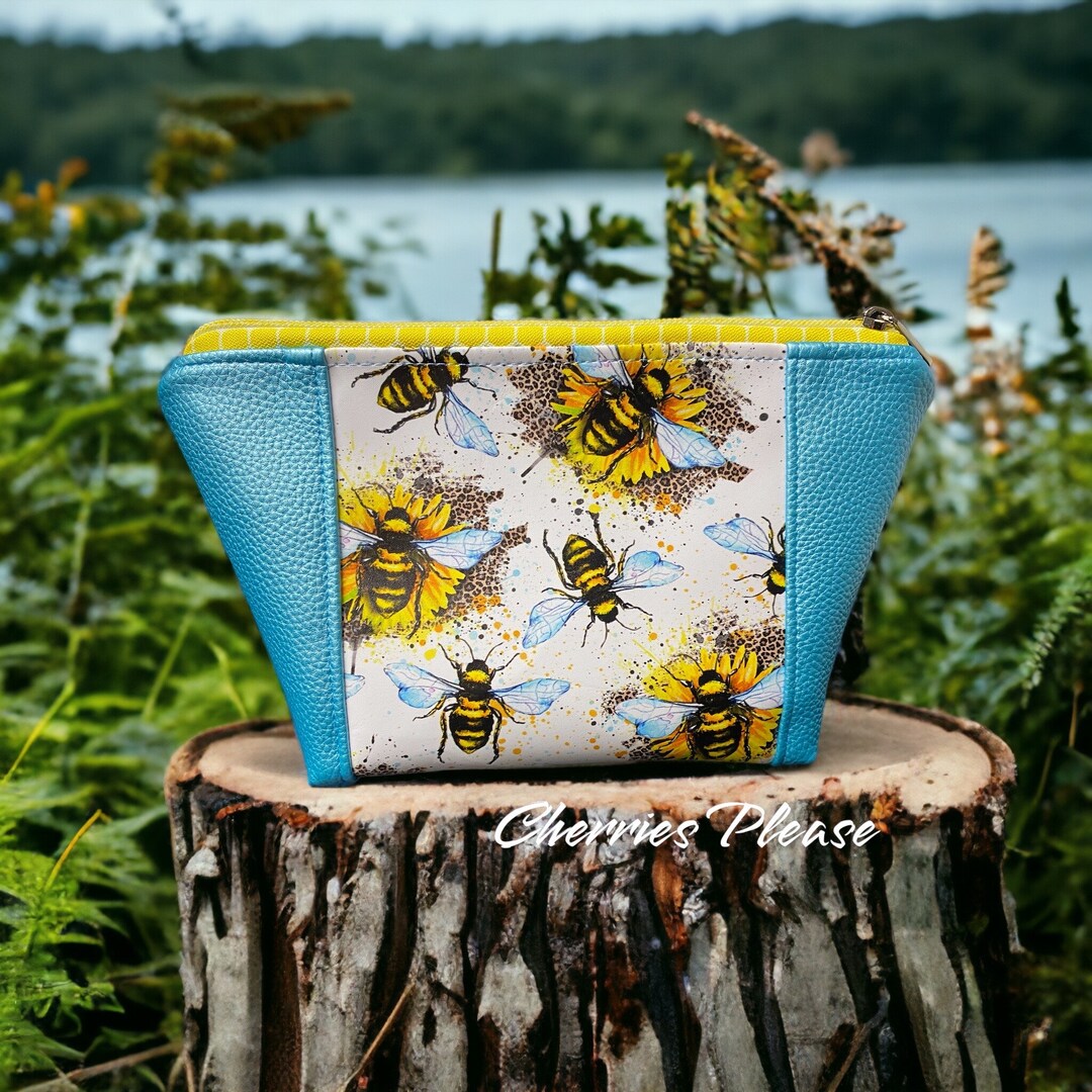 Bee Makeup Bag, Zipper Makeup Bag, Bee Cosmetic Bag, Travel Bag, Peek a ...