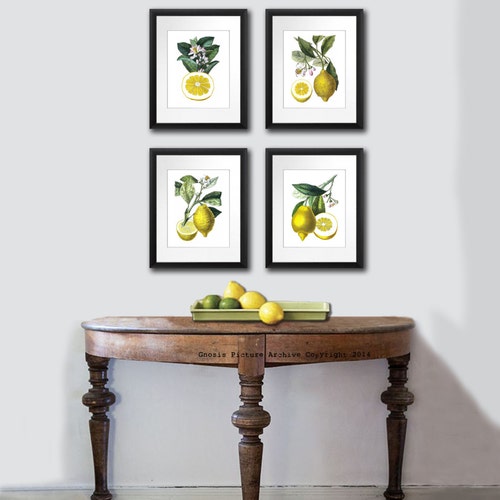 Lemon Art Prints Set of 4 Unframed Botanical Print Set Etsy - Etsy