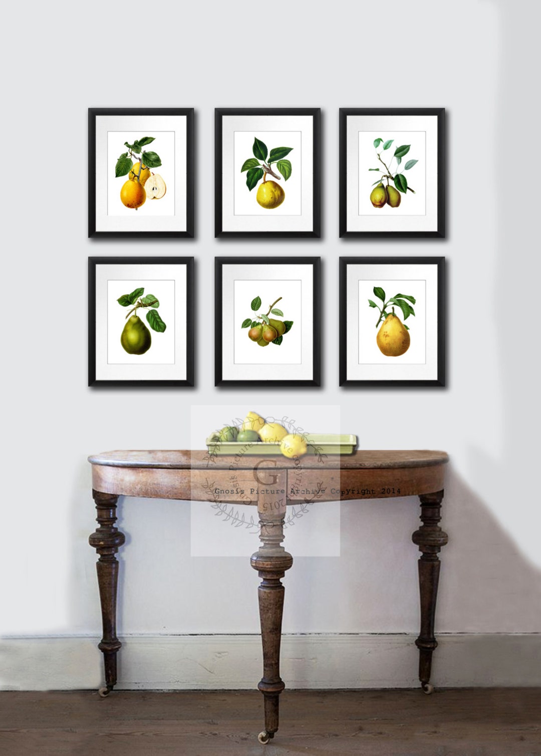 Farmhouse Decor, Pear Art Prints Set of 6 Unframed Kitchen Wall Art ...