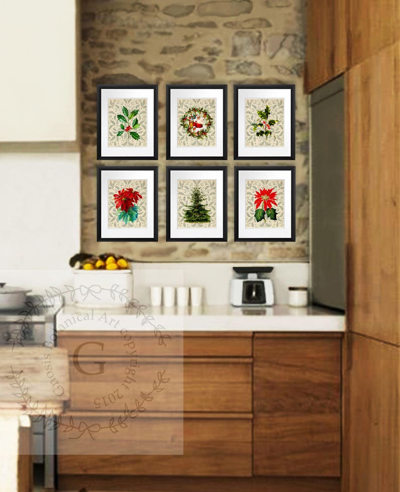 Christmas Decor Art Prints Set of 6 Unframed Christmas Wall - Etsy