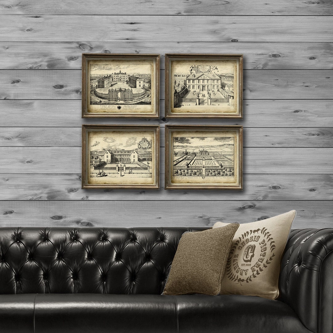 English Country Estate Architectural Drawing Set of 4 Unframed ...