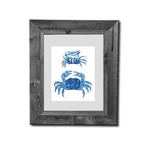 Vintage Coastal Decor Blue Crabs Prints Set of 4 Ocean Sea Life Seaside ...