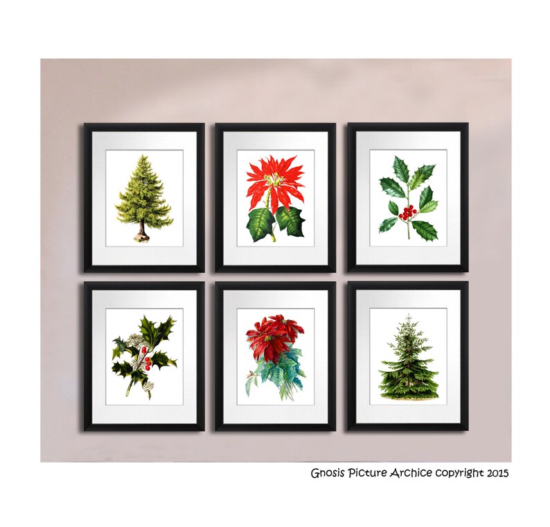 Christmas Decor Set of 6 Art Prints Christmas Tree - Etsy