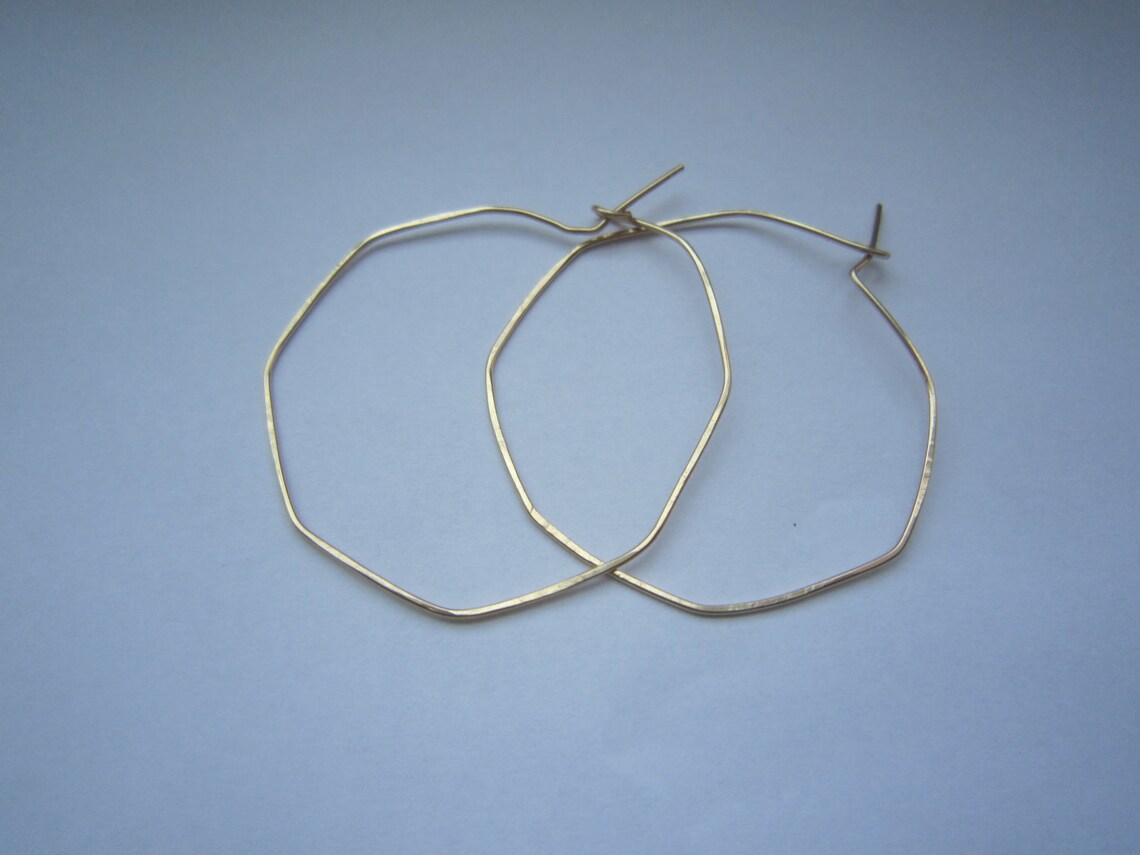 Big Gold Hoop Octagon Shaped Earrings, Large and Thin Gold Filled ...