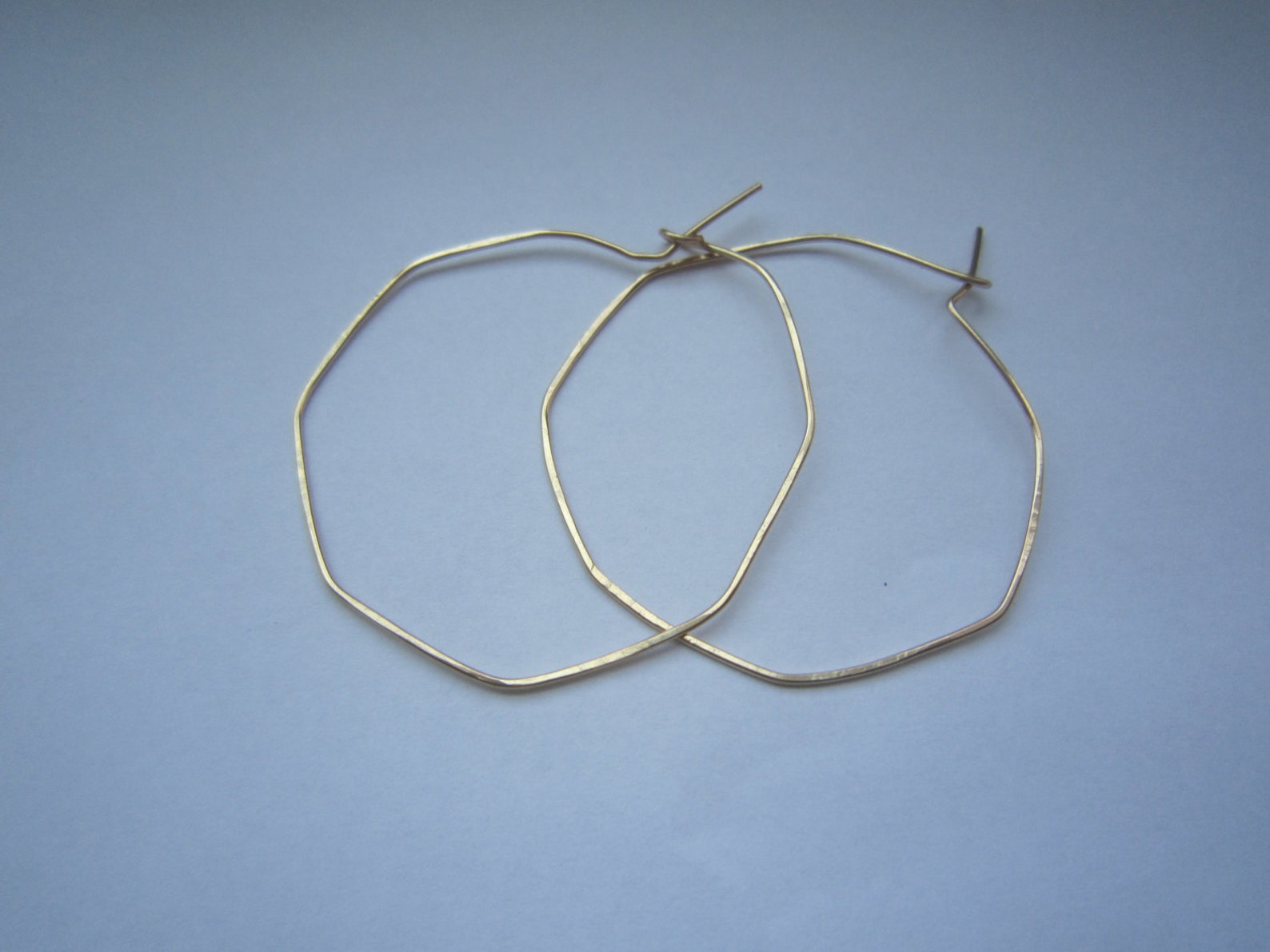 Big Gold Hoop Octagon Shaped Earrings, Large and Thin Gold Filled ...