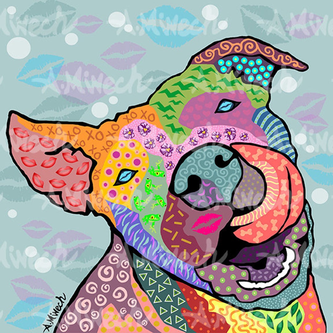 Pit Bull Kiss Me Pit Bull Pop Art Print 8x8 - Etsy