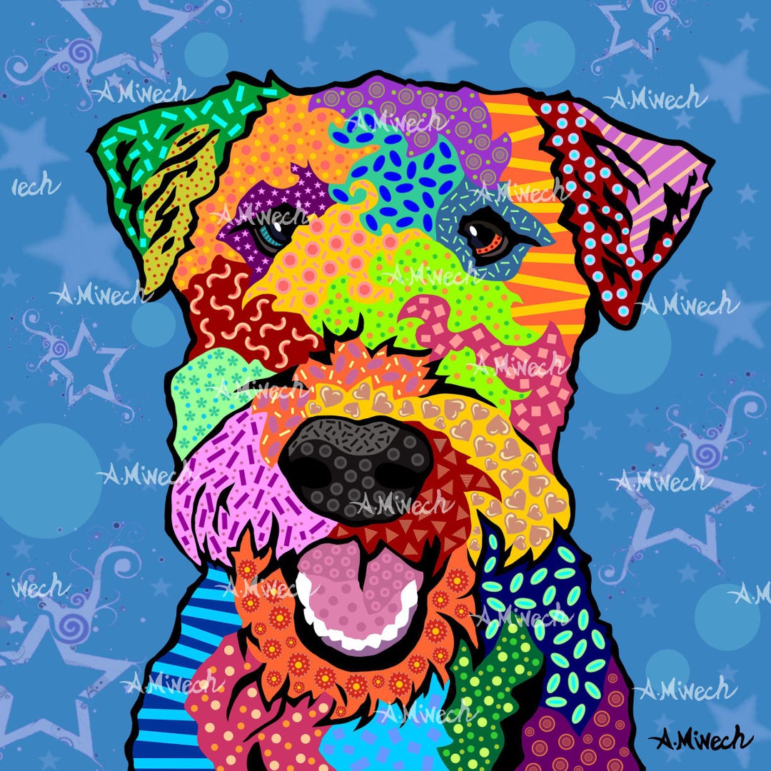 Airedale Irish Wolfhound Pop Art Print 8x8 - Etsy