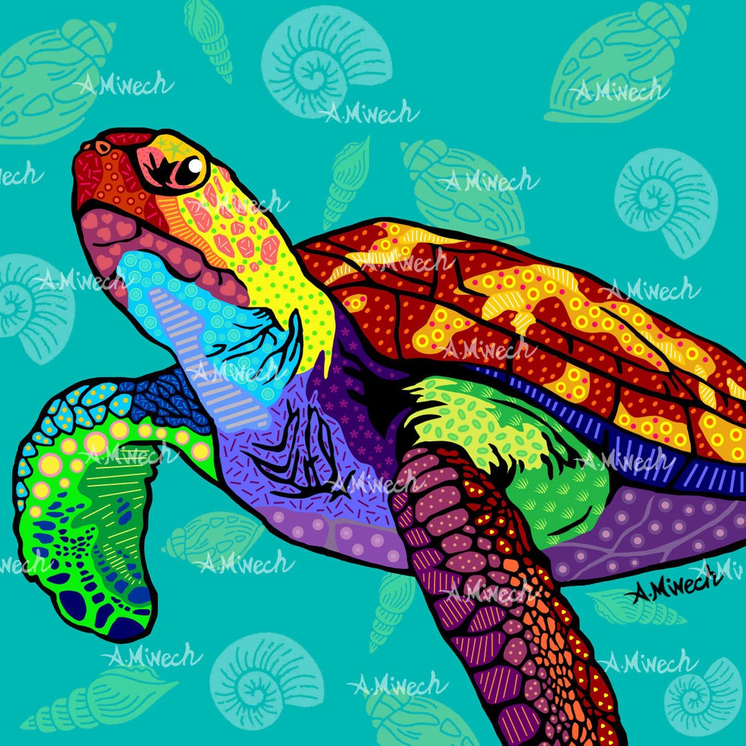 Sea Turtle Pop Art Print 8x8 - Etsy