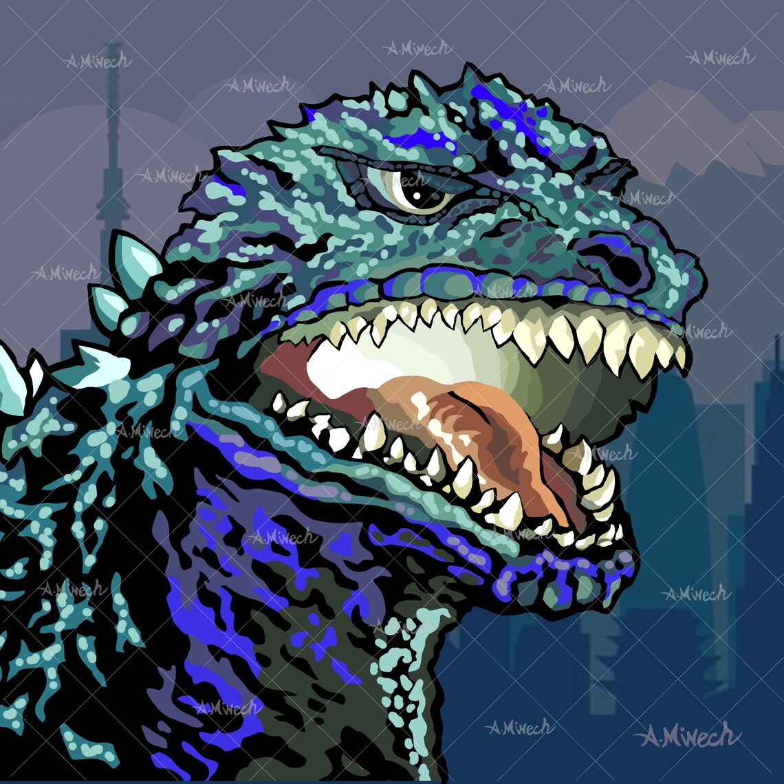 Godzilla 8x8 Pop Art Print - Etsy