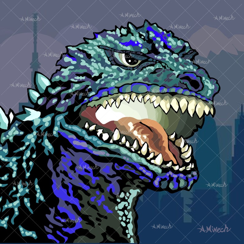 Godzilla 8x8 Pop Art Print - Etsy
