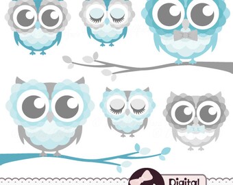 Blue owl clip art | Etsy