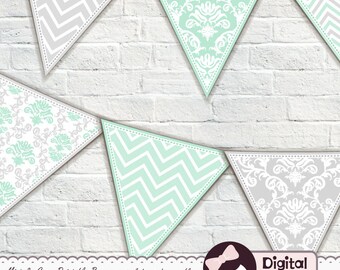 Grey Chevron Banner | Etsy