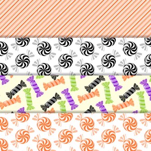Halloween Scrapbook Paper Pack, Digital Halloween Candy, Printable ...