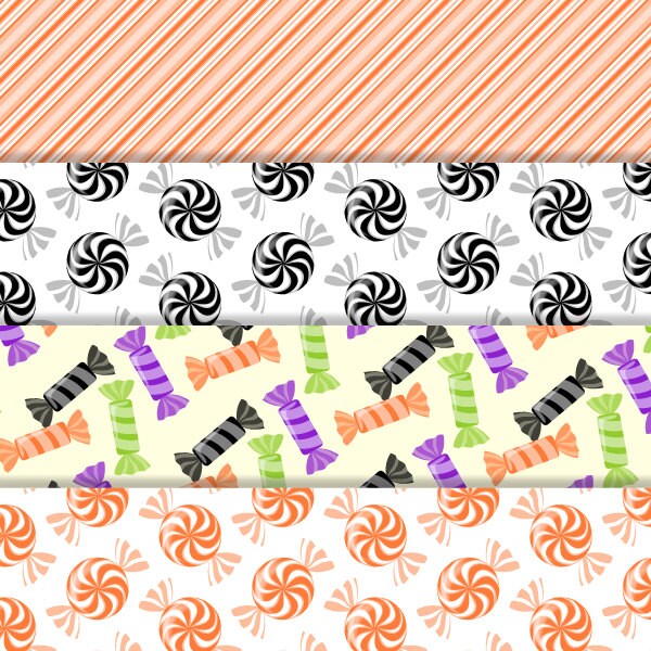 Halloween Scrapbook Paper Pack Digital Halloween Candy - Etsy