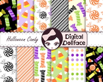 Halloween Scrapbook Paper Pack Digital Halloween Candy - Etsy