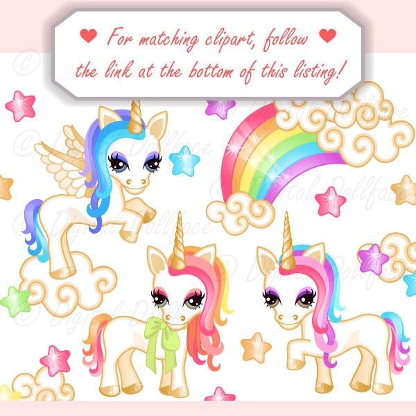 Unicorn Digital Paper Pattern Download DIY Unicorn Party - Etsy