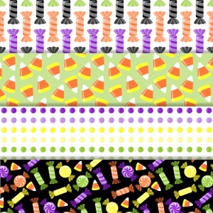 Halloween Scrapbook Paper Pack, Digital Halloween Candy, Printable ...