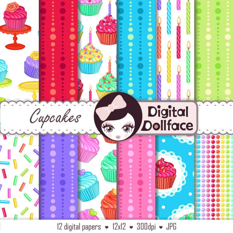 Cupcake Digital Paper Birthday Digital Paper Party Decor - Etsy UK