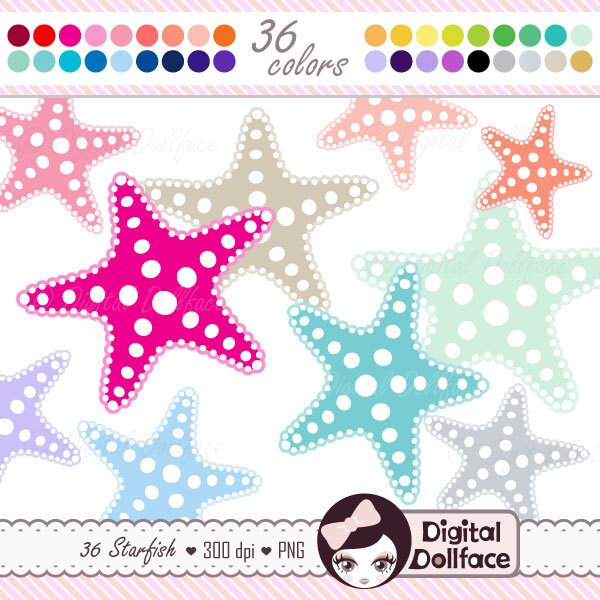 Starfish Clip Art Summer Ocean Starfish Graphic Clipart | Etsy