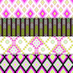 Aztec Digital Paper Pack, Tribal, Neon Geometric, Printable Patterns - Etsy