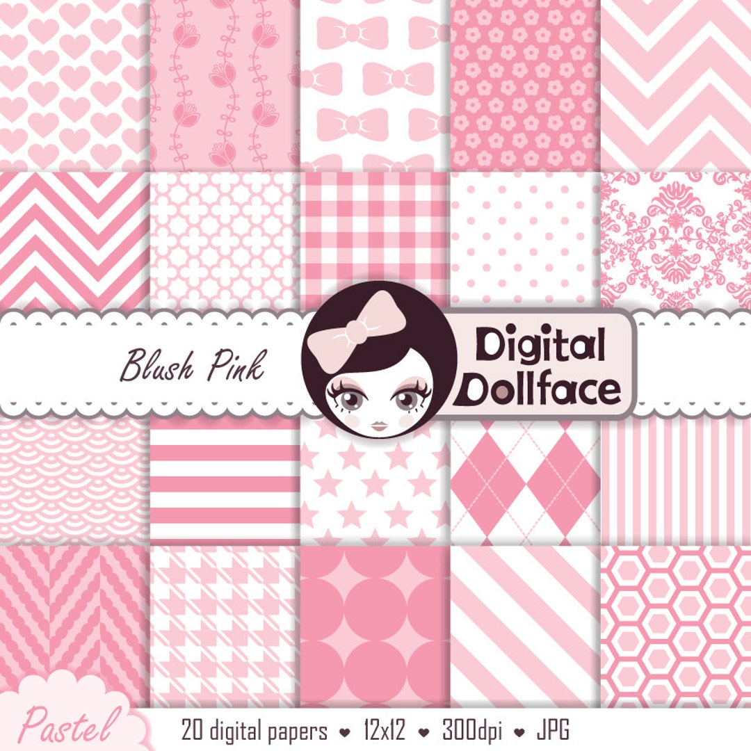 Light Pink Digital Paper, Baby Girl Scrapbook Paper Pack, Commercial ...