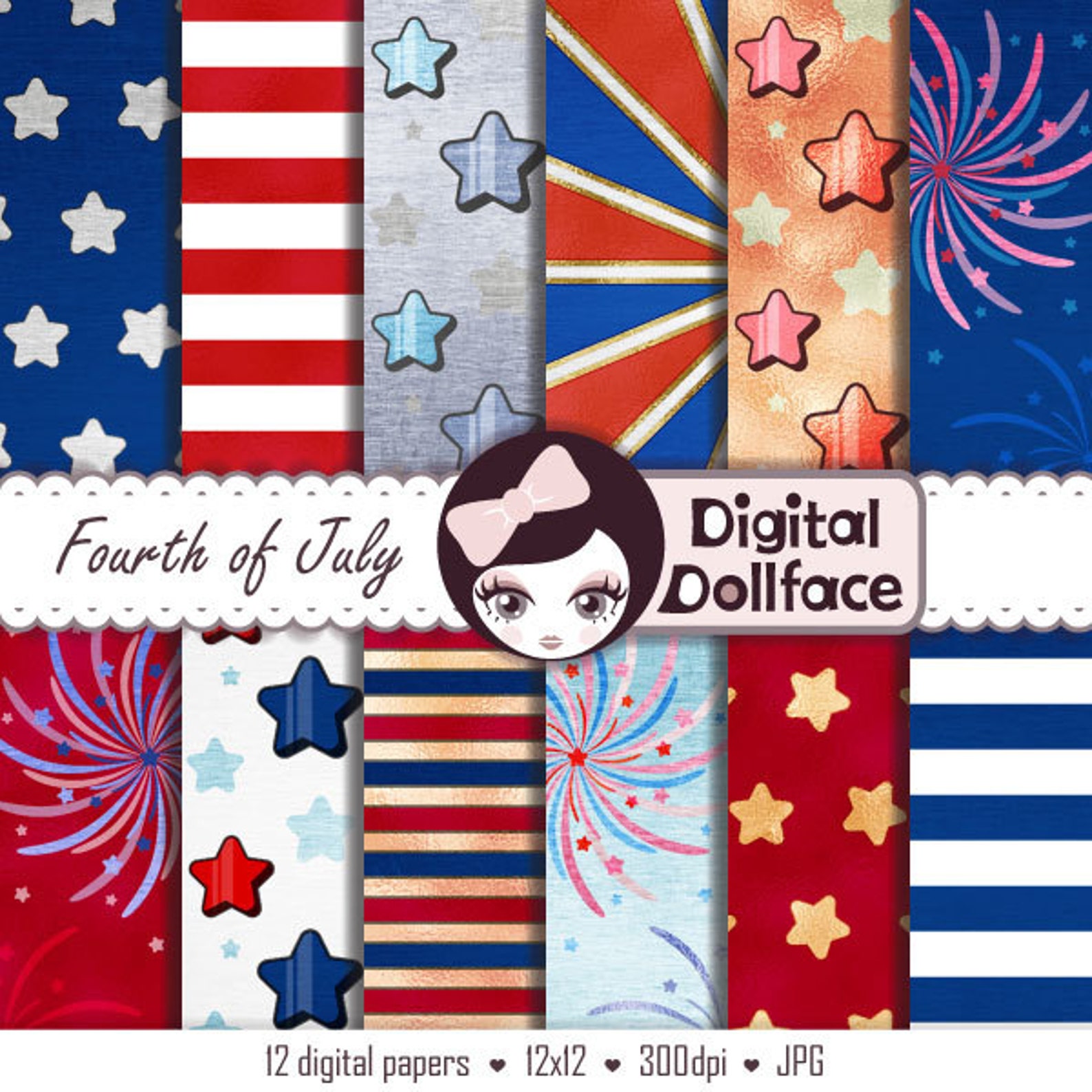 4th of July Digital Paper Independence Day Crafts / Patriotic - Etsy