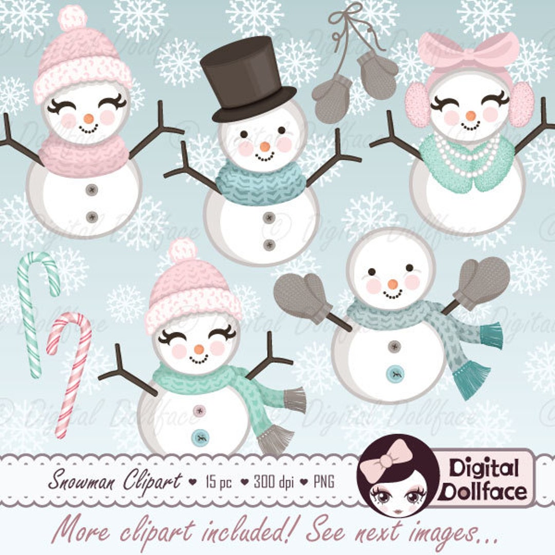 Christmas Snowman Clipart, Snow / Winter Clipart, Cozy Snowmen Clip Art ...