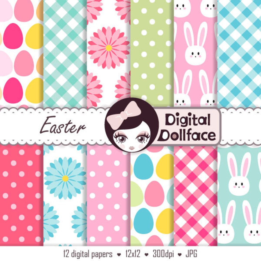 Easter Digital Paper, Easter Printables, Spring Floral Paper, Bunny ...