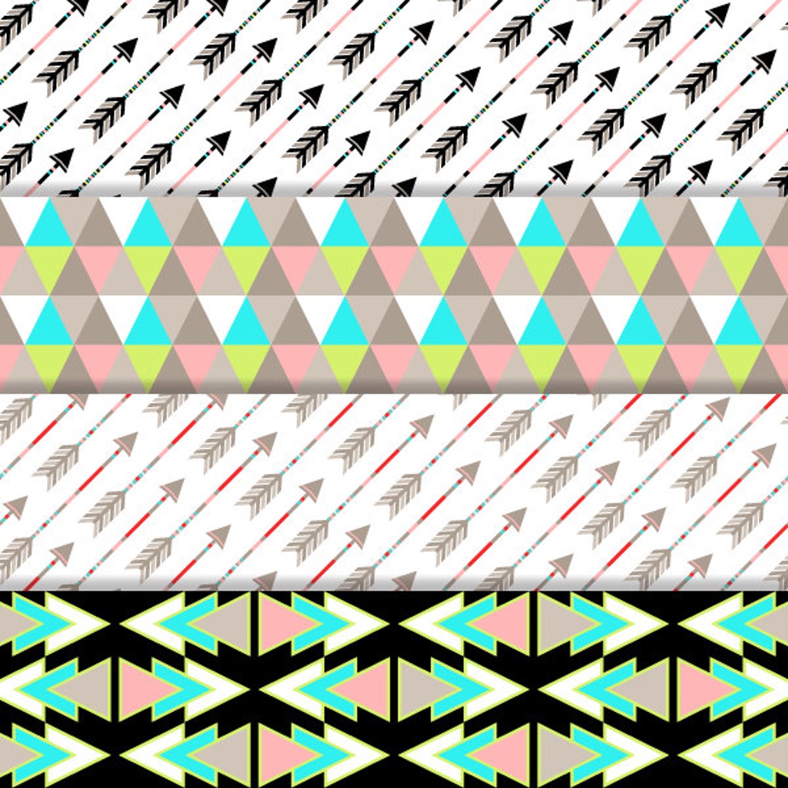 Modern Tribal Digital Paper Arrows Triangles Neon - Etsy