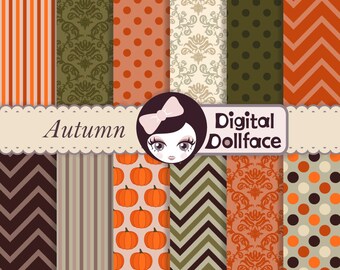 Autumn Paper Pack, Thanksgiving Digital Paper, Fall Background ...
