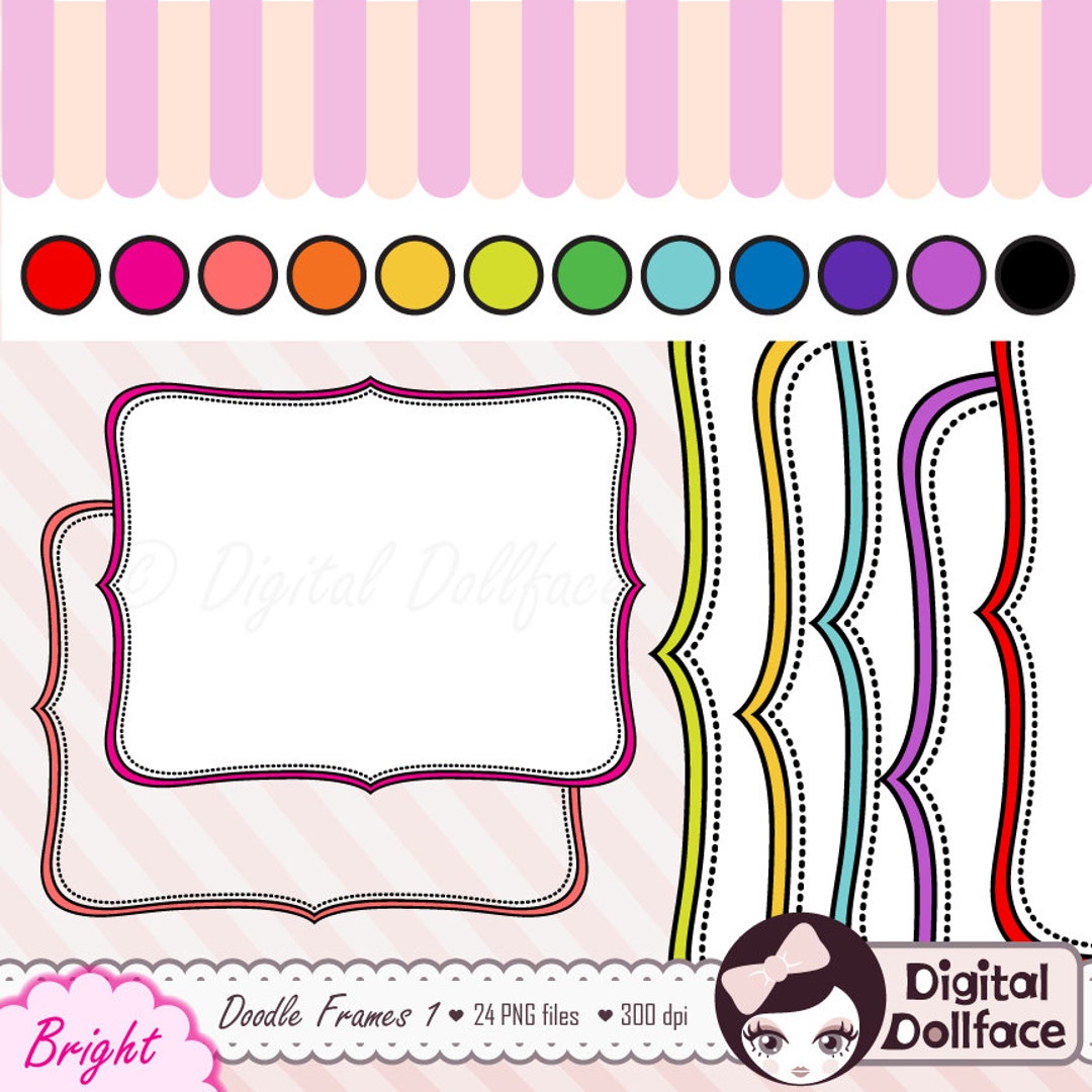 Colorful Frame Digital Clipart, Printable Bracket Clip Art Label - Etsy
