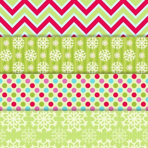 Whimsical Christmas Digital Paper, Colorful Christmas, Xmas Snowflakes ...
