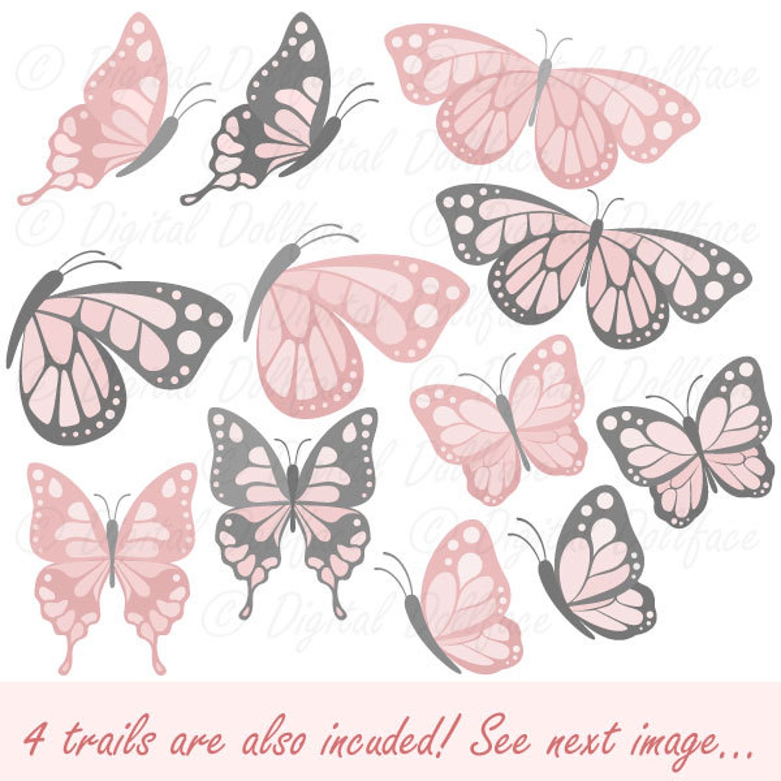 Pink Butterfly Clipart Printable Butterfly Birthday - Etsy