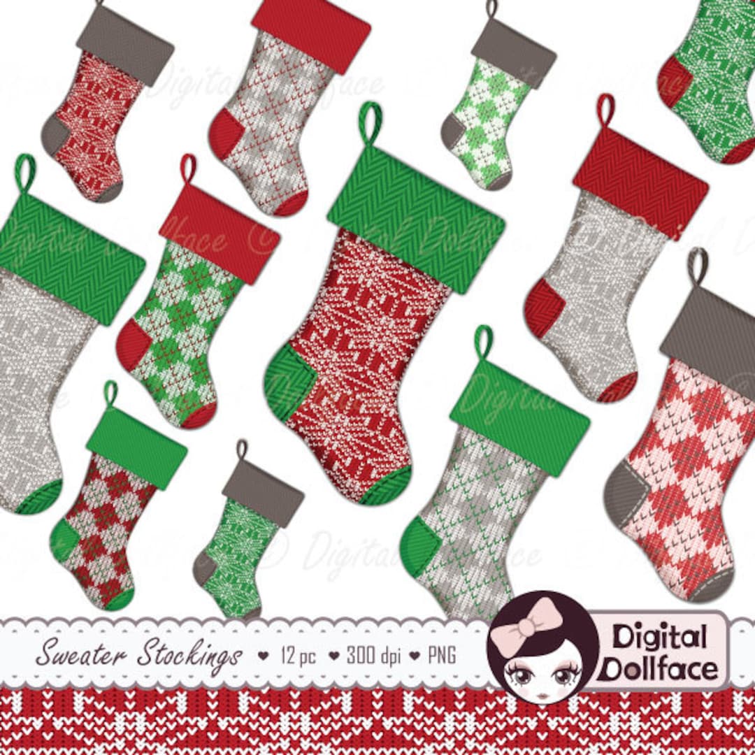 Christmas Stocking Clipart / Digital Christmas Clipart / Sweater ...