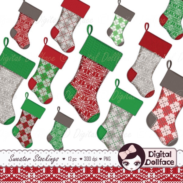 Christmas Stocking Clipart / Digital Christmas Clipart / | Etsy