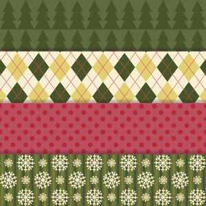 Retro Christmas Digital Paper. Red and Green, Holiday Scrapbook Paper ...